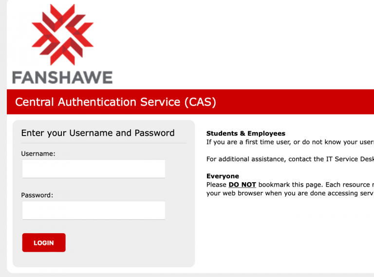 New CAS Login Experiance – Fanshawe CONNECTED